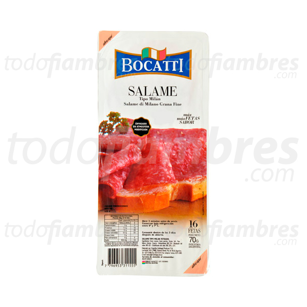 Salame milan feteado, Bocatti, 70 g. - Todofiambres.com